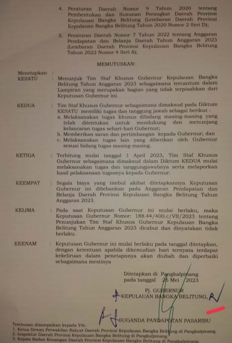 Ada Bukti Paraf di SK, Sekda Babel Mengaku Tak Pernah Lihat SK Stafsus ...